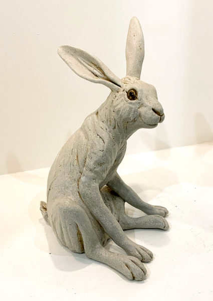Alert Hare, White By Pippa Hill At Norton Way Gallery